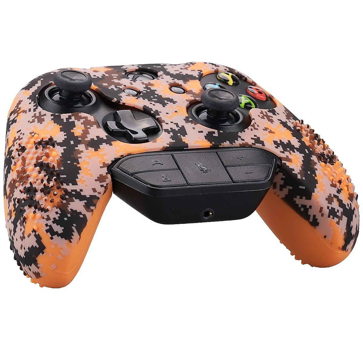 9CDeer 1 Piece of Studded Customize Digital Camo Silicone Cover Skin Sleeve Case 8 Thumb Grips for Xbox One/S/X Controller Orange Compatible with Official Stereo Headset Adapte