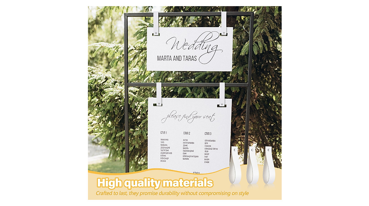 Vercraft 4 Pcs White Leather Hanging Straps for Signs