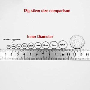 JOFUKIN 20 Gauge Hoop Nose Rings for Women Men Silver Nose Ring Hoop Surgical Steel Nose Hoop Hypoallergenic Body Piercing Rings for Septum Cartilage Helix Conch Rook Tragus Lobe Lip 20g Hoops 8mm