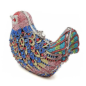 XLH Pigeon Women Evening Clutch Bird Cute Artificial Rhinestone Bag Crossbody Purse Evening Party Bags Handbag,Blue,S