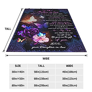 AJIIUSV to My Mother in Law Blanket Quilt for Mom Throw Blankets Mothers Day Blanket Gifts for Mother in Law Gratitude Flannel Blanket Butterfly Birthday Women's Day Gifts 50"x60"