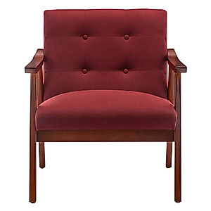 Convenience Concepts Take a Seat Natalie Accent Chair, 28.5" L x 27.5" W x 31" H, Garnet Red Fabric/Espresso