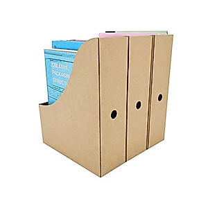 HUAPRINT Magazine File Holder(12 Pack,Brown)-Folder Holder,Desk File Organizer,Document Holder Box,Magazine Storage Box,With Labels