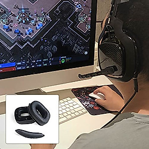 MQDITH Soft Protein Leather Replacement Ear Pads Headband Compatible with Astro A40 TR Headset