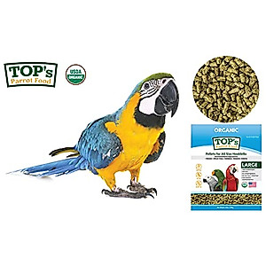 TOP's Parrot Food Pellets Hookbills, Small, Medium and Large Parrots - Non-GMO, Peanut Soy & Corn Free, USDA Organic Certified - 4 lb / 1.81 kg