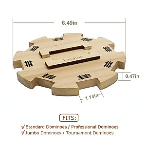 Exqline Wooden Hub for Mexican Train Dominoes with Felted Bottom Mexican Train Centerpiece Made of Superior Pine