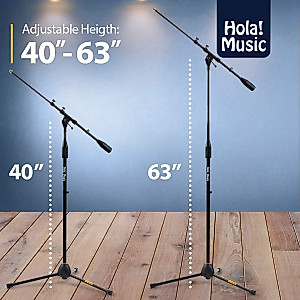 Hola! Music Mic Stand w/Adjustable Height for Home, Studio, Office or Stage Use – Weighted Base