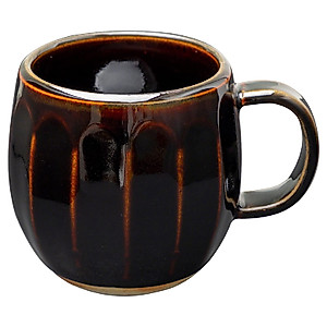 Asayu Japan Ceramic Coffee Pour Over Maker Set in Chocolate Brown, Slow Brewing Paper Filter Holder and Dripper with 3 Holes for Coffee and Tea (Accessory Ceramic Mug)