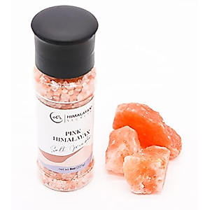 Himalayan Secrets Natural Pink Cooking Salt in Refillable Grinder - 8 oz Healthy Unrefined Coarse Salt Packed with Minerals - Kosher Certified