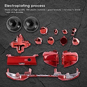 Full Set for Xbox One Slim, Thumbsticks Buttons Mod Replace Part Accessory for Microsoft Xbox One Controller 3.5mm Jack (Red)