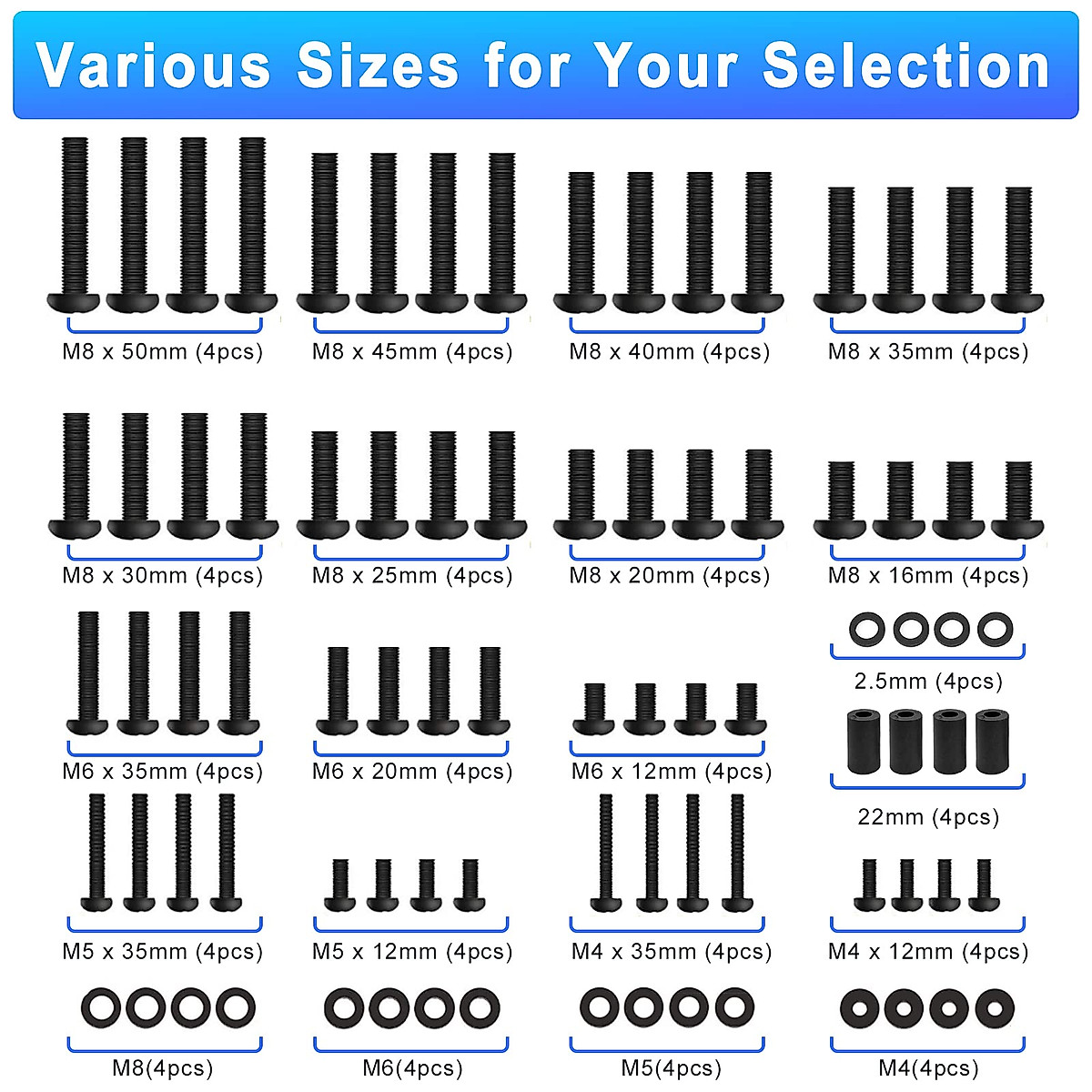 Universal TV Mount Kit for Onn, Sony, Westinghouse, Philips, Toshiba, Insignia - Includes M4, M5, M6, M8 TV Mounting Screws, Washers & Remote Holder