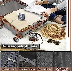 LARVENDER Luggage Sets 4 Piece, Expandable(Only 24"&28") ABS Suitcase with 360° Spinner Wheels, Durable Luggage Sets Clearance Carry On Luggage Suitcase Set For Women Men, Grey