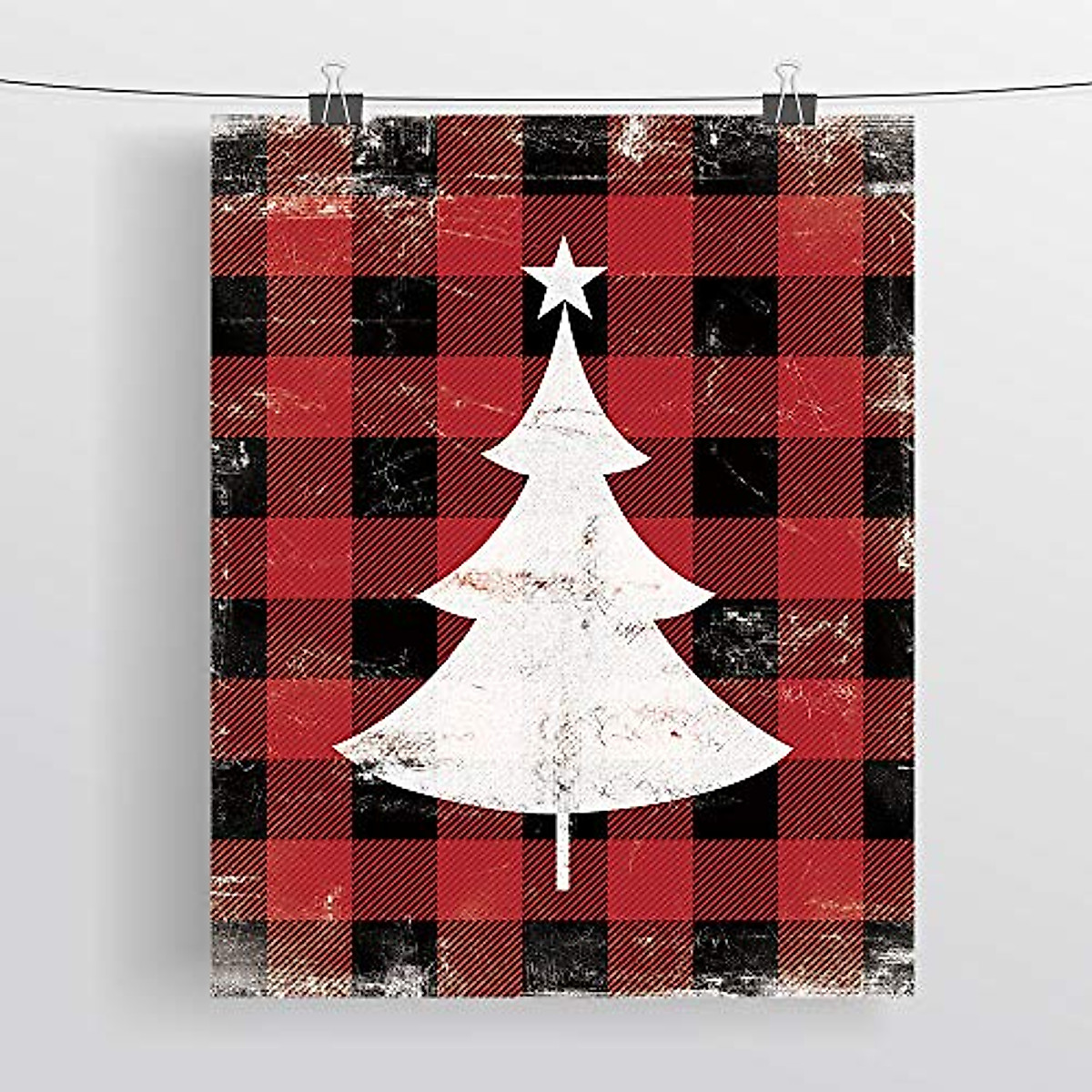 SUMGAR Christmas Wall Art Prints Unframed 8x10 Farmhouse Decor Red Black Buffalo Posters Quotes Pictures Artwork Set of 3