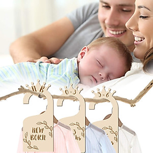 Wooden Unicorn Baby Closet Divider,Upgrade NB to 24 Months Baby Cloth Organizer by Age and Size Nursery Infant Wardrobe Divider Gift for Newborn Baby Shower (Crown)