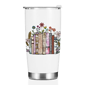 Book Lovers Gifts Stainless Steel Tumbler, Book Club Gifts Bookish Gifts Coffee Mug with Lid, 20 oz Thermal Cup Insulated Water Glasses, Book Accessories Librarian Gifts for Women Girls Bookworm Niece