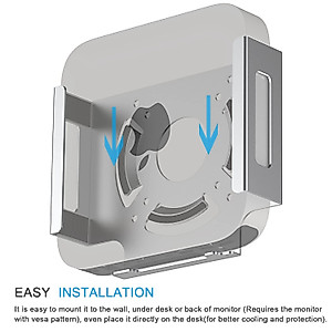 IFCASE Mac Mini M2 Mount, Heat Dissipation Design Anti-Scratch Behind Monitor, Under Desk, Wall Mount Stand for Mac Mini 2011 to 2023 M2 Pro, Compatible with VESA Hole (Silver)