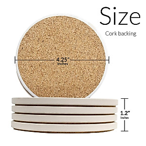 CoasterStone Subtle Flowers Absorbent Coasters, 4-1/4-Inch, Set of 4