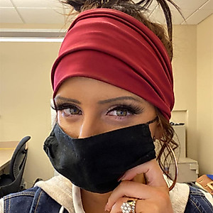 Woeoe African Headbands Knotted Hairbands Black Yoga Sport Head Wraps Wide Elastic Head Scarf for Women and Girls (Pack of 4)