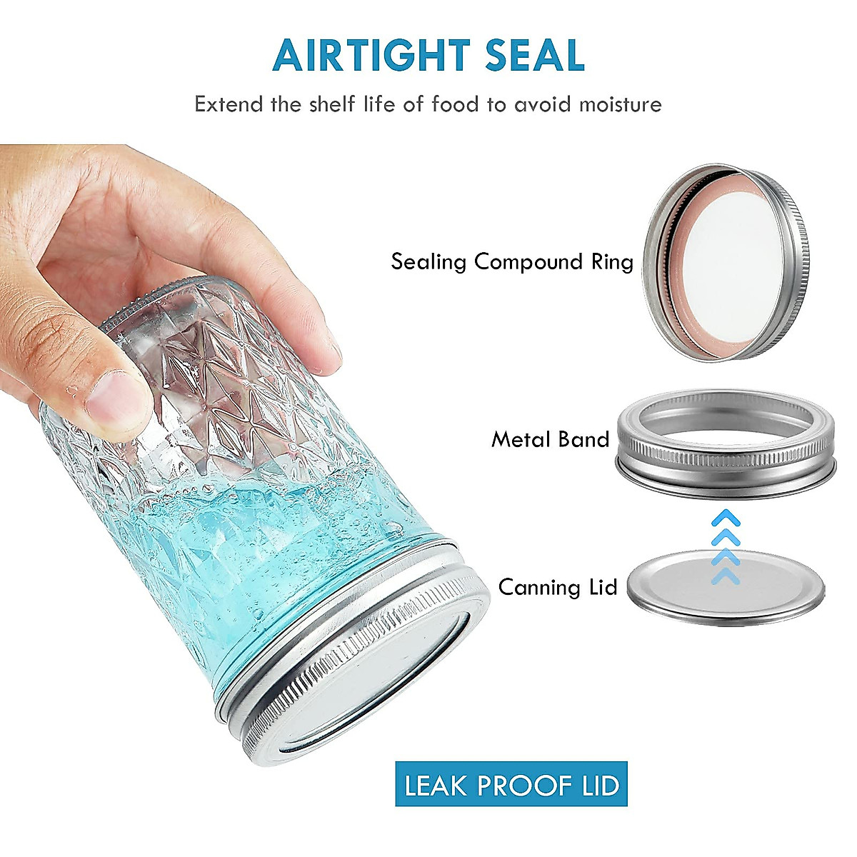 YEBODA 12 Pack 8 oz Mason Jars with Airtight Lids and Bands Glass Canning Jars Ideal for Preserving, Jam, Honey, Jelly, Wedding Favors, Shower Favors, Sauces, DIY Spice Jars, Salad