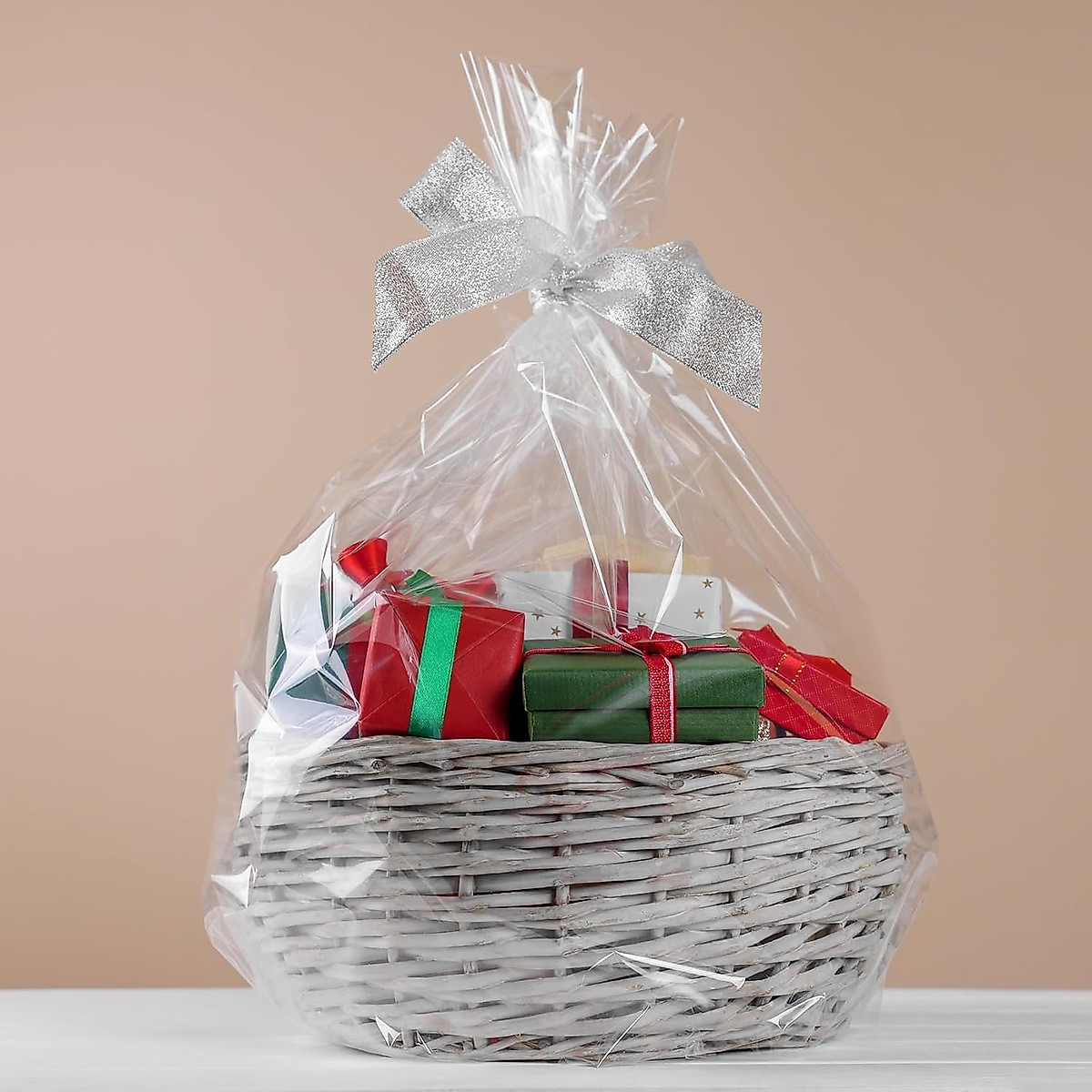 Shrink Wrap Bags for Gift Baskets, 24x30 inches Clear PVC Heat Gift Basket Shrink Bags 5Pack