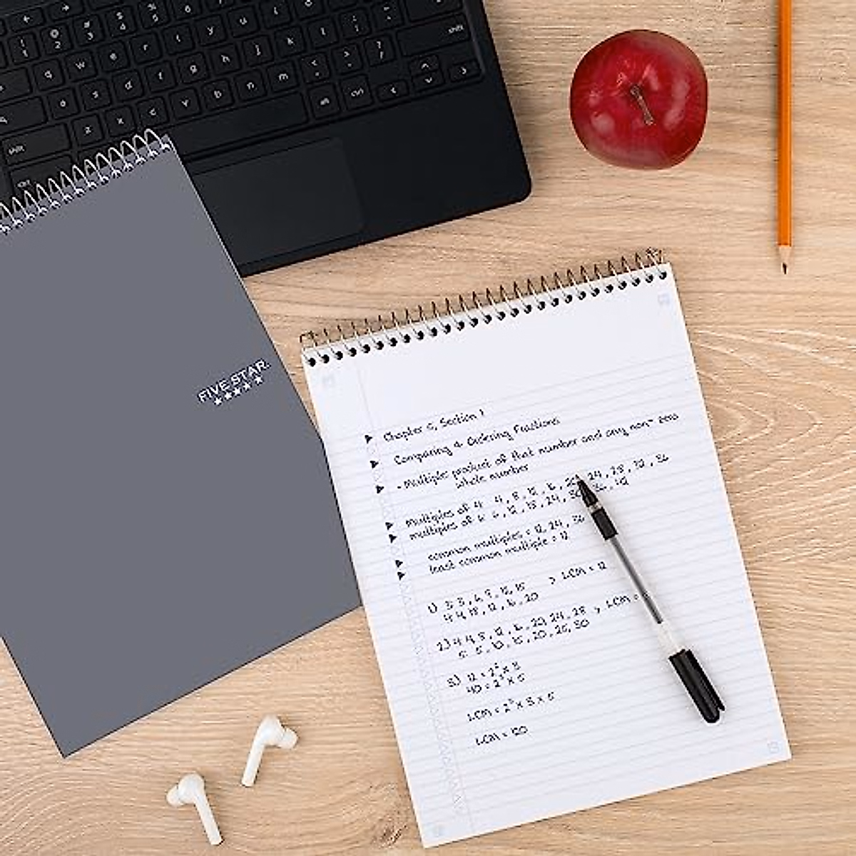 Five Star Top Bound Notebooks, 6 Pack, 1-Subject, College Ruled Paper, Fights Ink Bleed, Water Resistant Cover, 11" x 8-1/2", 100 Sheets, Assorted Colors (73525)