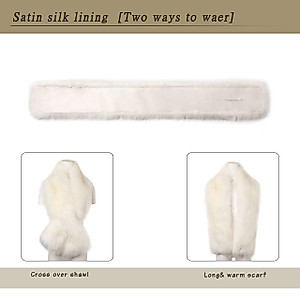 Dikoaina Women's Winter Fake Faux Fur Scarf Wrap Collar Shawl Shrug