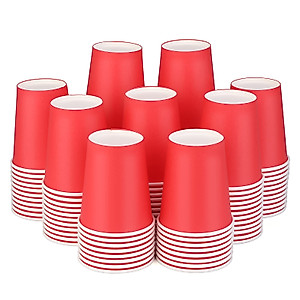 [110 Pack] Paper Cups 9 Oz, Red Paper Cups Party,Disposable Paper Coffee Cup, Hot or Cold Beverage Drinking Paper Cups, Paper Cups for Party, Picnic, BBQ, Travel, and Event(Red)