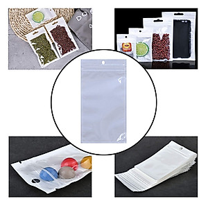 100 Pieces White Front Clear Open Top Plastic Resealable Food Storage Bags,Bags for Candy and Food Packaging,Flat Clear Mylar Ziplock Bags for Coffee Beans Nuts Jewelry (White, 7x20cm/2.7x7.8inch)