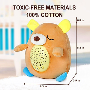 Baby Sleep Soother Happy Bear - Toddler Portable Sound Machine with Night Light Projector - Plush Toy Crib Soother with Music and Lights to Aid Sleep for Newborn