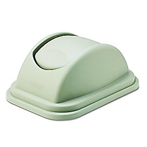 Rubbermaid Commercial FG306700BEIG Untouchable Polypropylene Top for Large Trash Cans, Beige