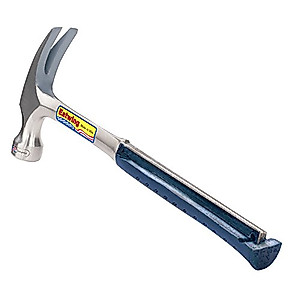 Estwing E3‐22S 22 oz Straight Claw Hammer with Smooth Face & Shock Reduction Grip, Silver