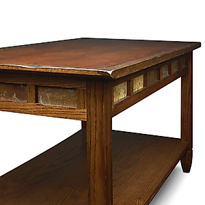 Leick Home 10058 Slate Tile Coffee Table with Shelf, 20 in x 38 in x 20.5 in, Rustic Oak