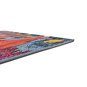 Unique Loom Outdoor Modern Collection Area Rug - Ikat (5' 4" Square, Multi/ Burgundy)