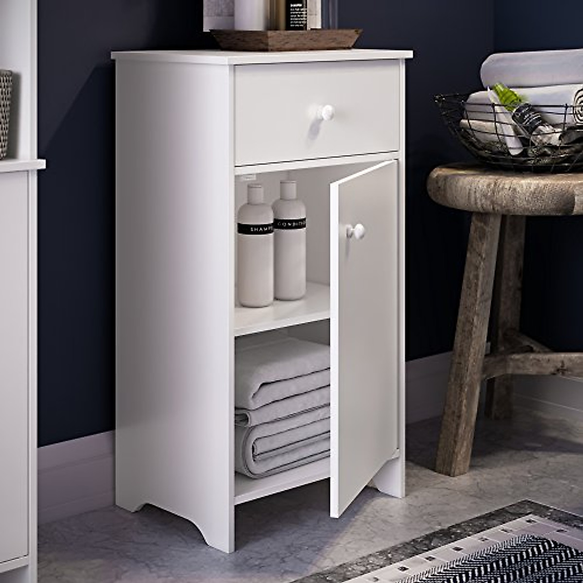 RiverRidge, White Medford Single Door Floor Cabinet with Drawer, One Size