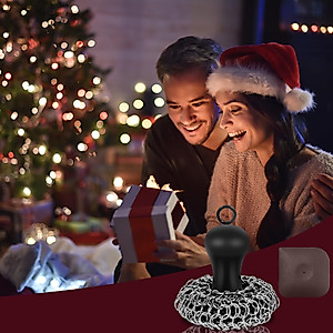 Cast Iron Cleaner Chainmail Scrubber with Pan Scraper Hanging Loop, Upgraded Cast Iron Scrubber 316 Chain Mail Scrubber for Pan, Skillet, Grill Dutch Oven Metal Brush Cleaning Castiron