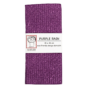 Trendy Tripper Swedish Dishcloth/Sponge Cloth - Reusable + Compostable + Made in Finland - Hand Dyed Dark Colors (Purple Rain)