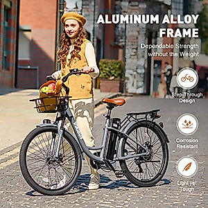 Viribus Electric Bike for Adults, 26" ebike with 500W Motor Shimano 7 Speed Shifter Pedal Assist Front Suspension for Men Women Seniors, 20mph Long Range Moped Electric Bicycle with 48V Battery, Black