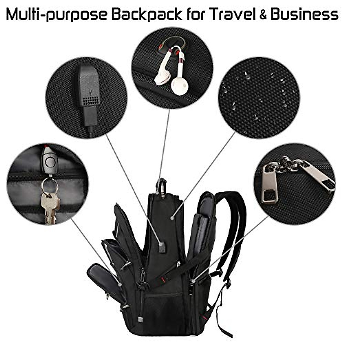 Mogplof 17 inch Laptop Backpack, Large Travel Backpack with USB Charge Port, Water Resistant Travel Backpack Airline Approved for on Bisuness, College Bookbag Durable, TSA Friendly Backpack Luggage