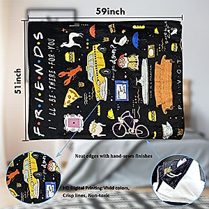 Friends Blanket,Friends TV Show Gifts,Friends TV Show Merchandise,Double Sided Print Throw Soft Warm Lightweight Blanket for Friends Fans Birthday Christmas,Home Living Room Decor Black 51"x59"