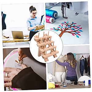 Ciieeo Sewing Embroidery Thread Rack Jewelry Holder Stand Folding Bracket Wall Mounted Hooks Wood Spool Station Spool Holder Stand 12 Cone Wooden Thread Rack Sewing Thread Holder Hanger