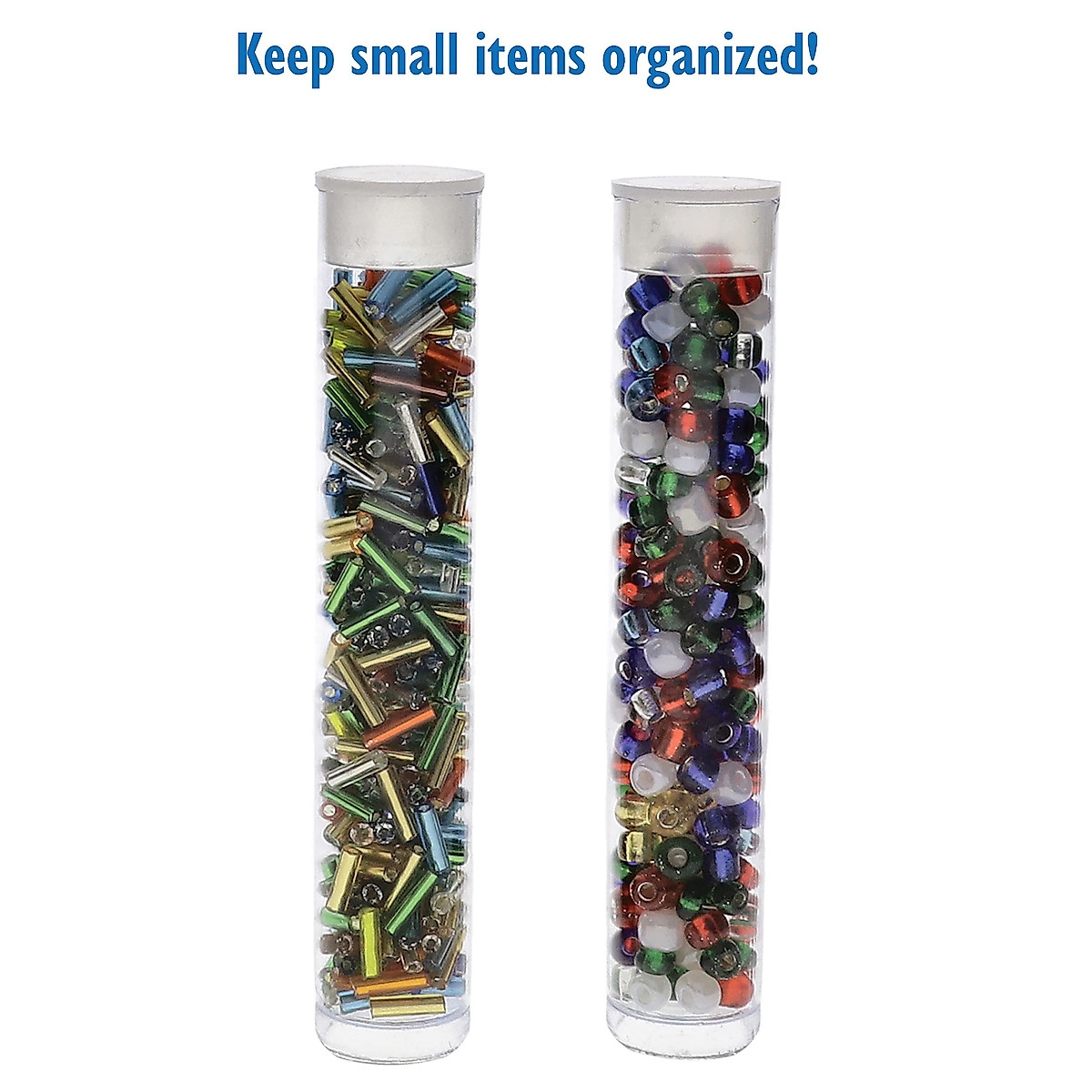 The Beadsmith Clear Plastic Tubes - 3-Inch-Long Round Tubes, 9/16 Inches in Diameter - Flat Caps - Use for Beads, Bath Salts, Wedding & Party Favors, Home or Office Storage - Bag of 25