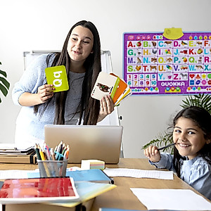 QUOKKA Spanish Flash Cards for Toddlers 3-4 Years - 120 ABC Spanish Learning Flashcards for Kids - Alphabet Numbers Letters Preschool Activities for Toddlers Ages 4-8 - Speech Therapy Toys 3-5 yo