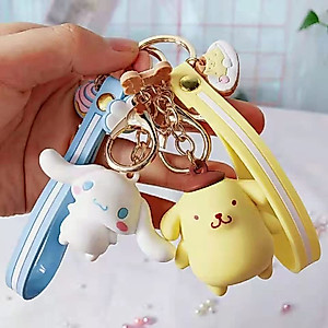 GTONEE 7pcs Novelty Keychain Sets Kawaii Anime Cartoon Figure Pendant Key Chain Cute Keychain Keyrings Accessories for Women Men Girls Boys, Bag Charms, Car Keychain, 7 Styles