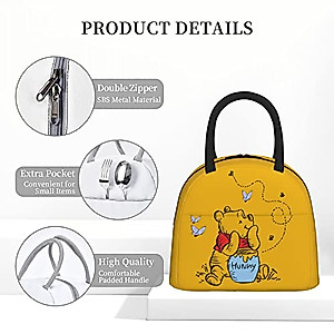 koiidisa Cute Cartoon Bear Lunch Box Large Capacity Insulated Lunch Bag for Women Picnic Lunch Bags