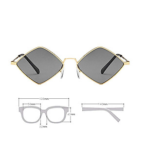 ENTHYI Diamond Shape Punk Vintage SunGlasses for Men/Women Metal Quadrilateral Frame Shades Film Sun glasses UV Protection(black)