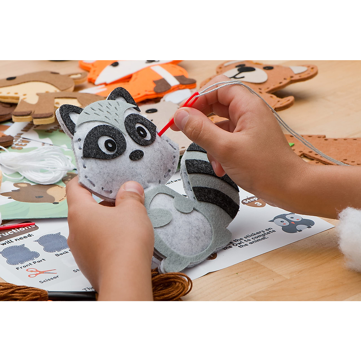 Dezzy's Workshop Sewing Kit for Kids - Woodland Animals Kids Sewing Kit - Make Your Own Stuffed Animal Kit - Felt Stitch Art and Craft Toys for Boys and Girls - Childrens DIY Crafting and Sewing