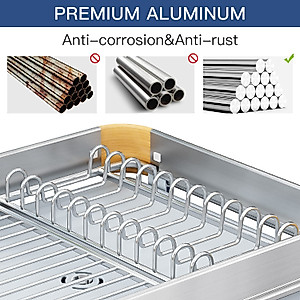 Dish Drying Rack, Aluminium Dish Racks for Kitchen Counter with Cup Rack, Large Dish Drainers with Drainboard, Anti-Rust Kitchen Dish Rack Dryer Shelf for Plate with Utensil, Cutting Board Holder