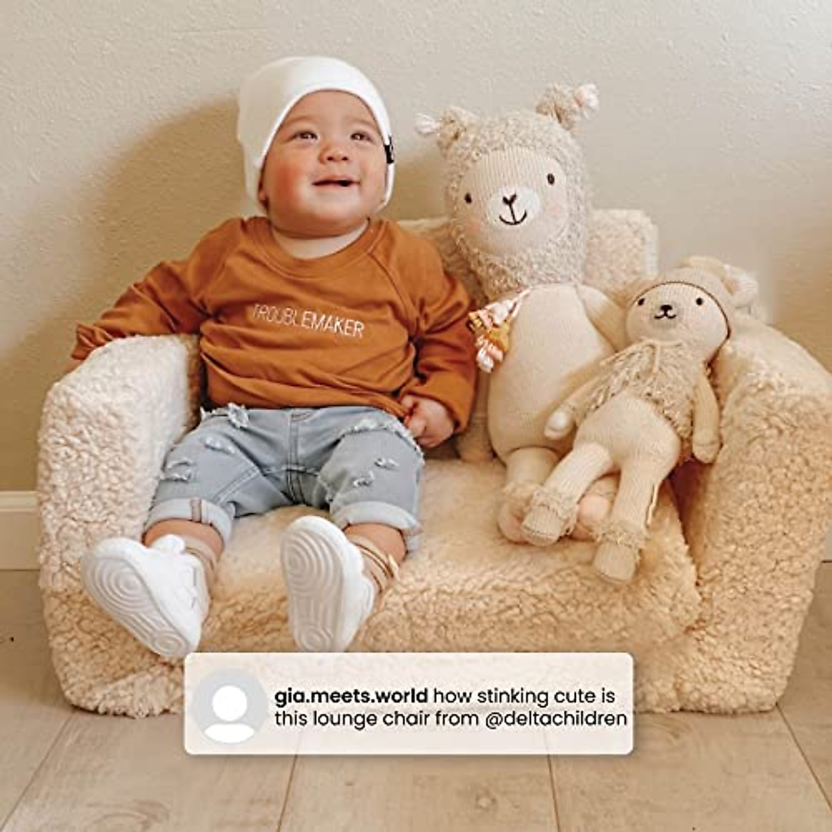 Delta Children Cozee Flip-Out Sherpa 2-in-1 Convertible Chair to Lounger for Kids, Cream