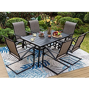 Sophia & William Patio Dining Chairs 2 Pieces C Spring Motion Chairs Patio Chairs Set of 2 Support 300lbs Outdoor Furniture for Lawn Garden Balcony Pool Backyard Weather Resistant