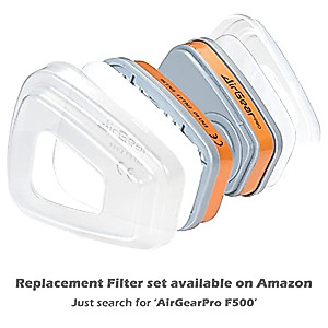 AirGearPro M-500 Reusable Respirator Mask with A1P2 Filters | Anti-Gas, Anti-Dust | Gas Mask Ideal for Painting, Woodworking, Construction, Sanding, Spraying, Chemicals, DIY etc